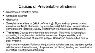 Prevention of blindness. A presentation on ncds | PPTX