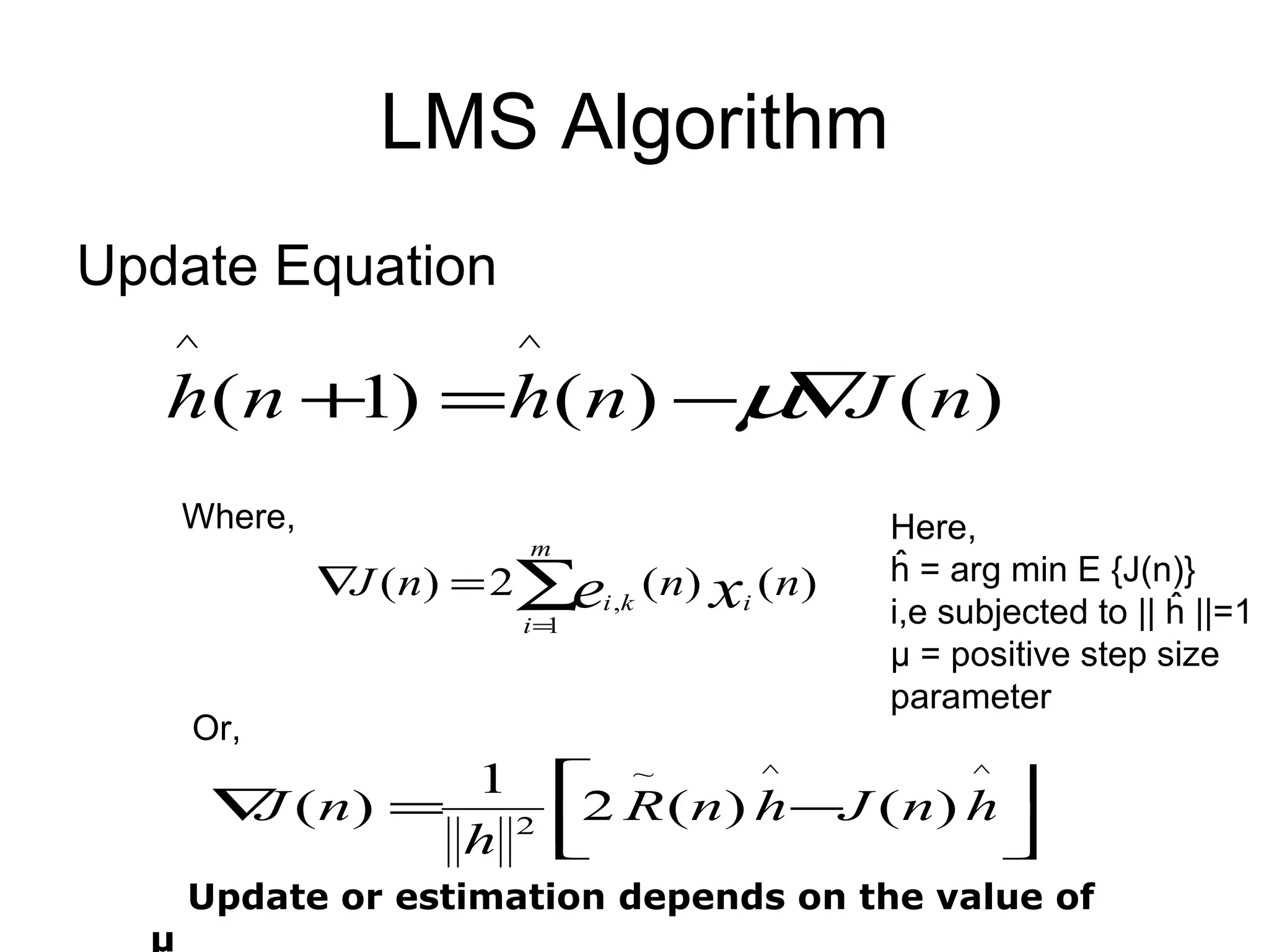 Blind PNLMS Adaptive Algorithm for SIMO FIR Channel Estimation | PPT