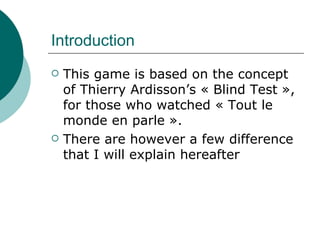 Blind Test Rules Of The Game | PPT