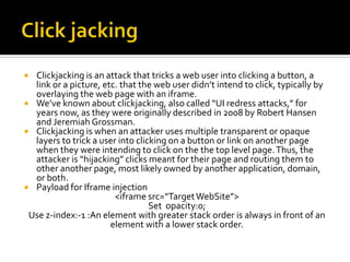 Blind XSS & Click Jacking | PPT
