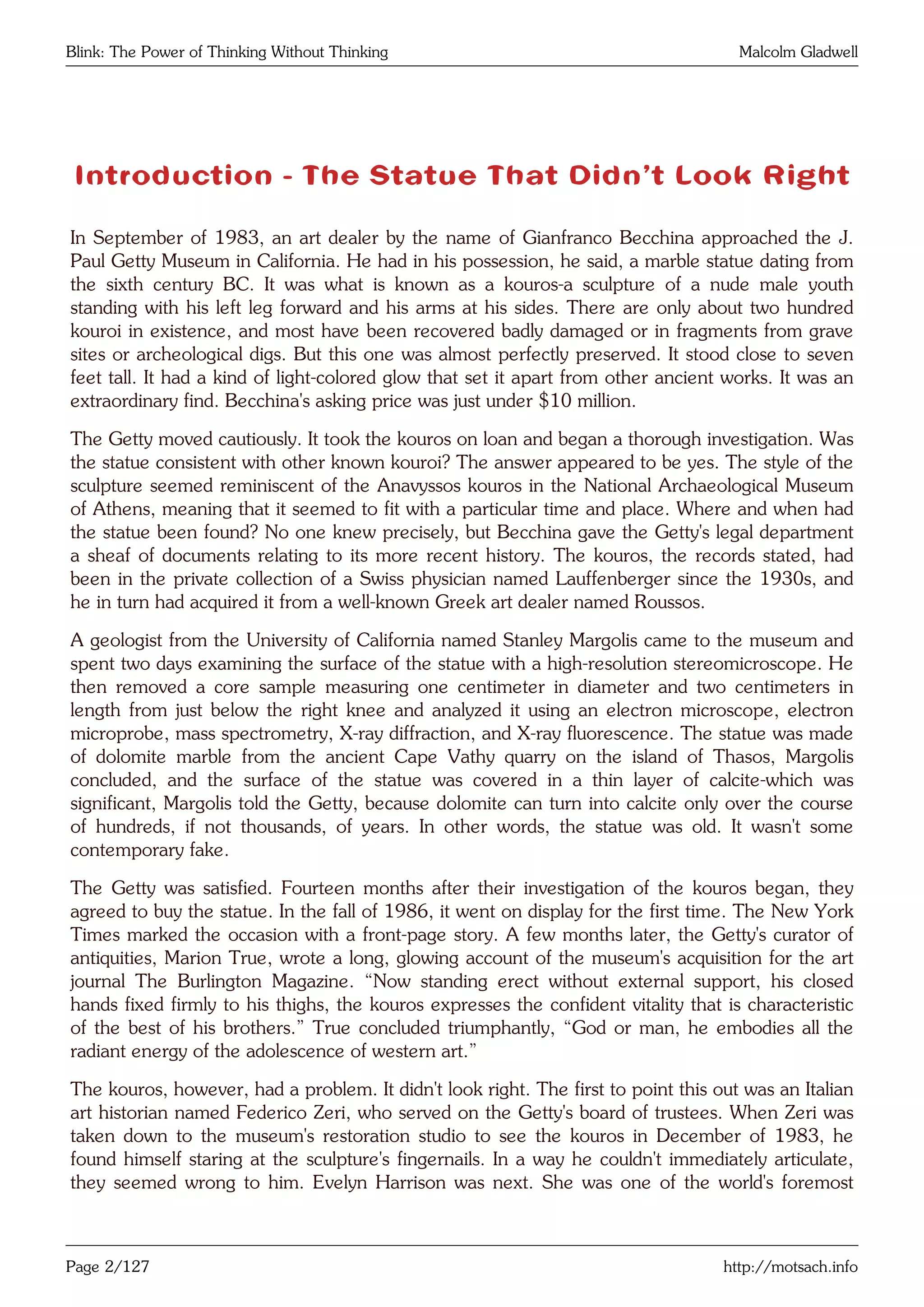 Blink Malcolm gladwell book | PDF