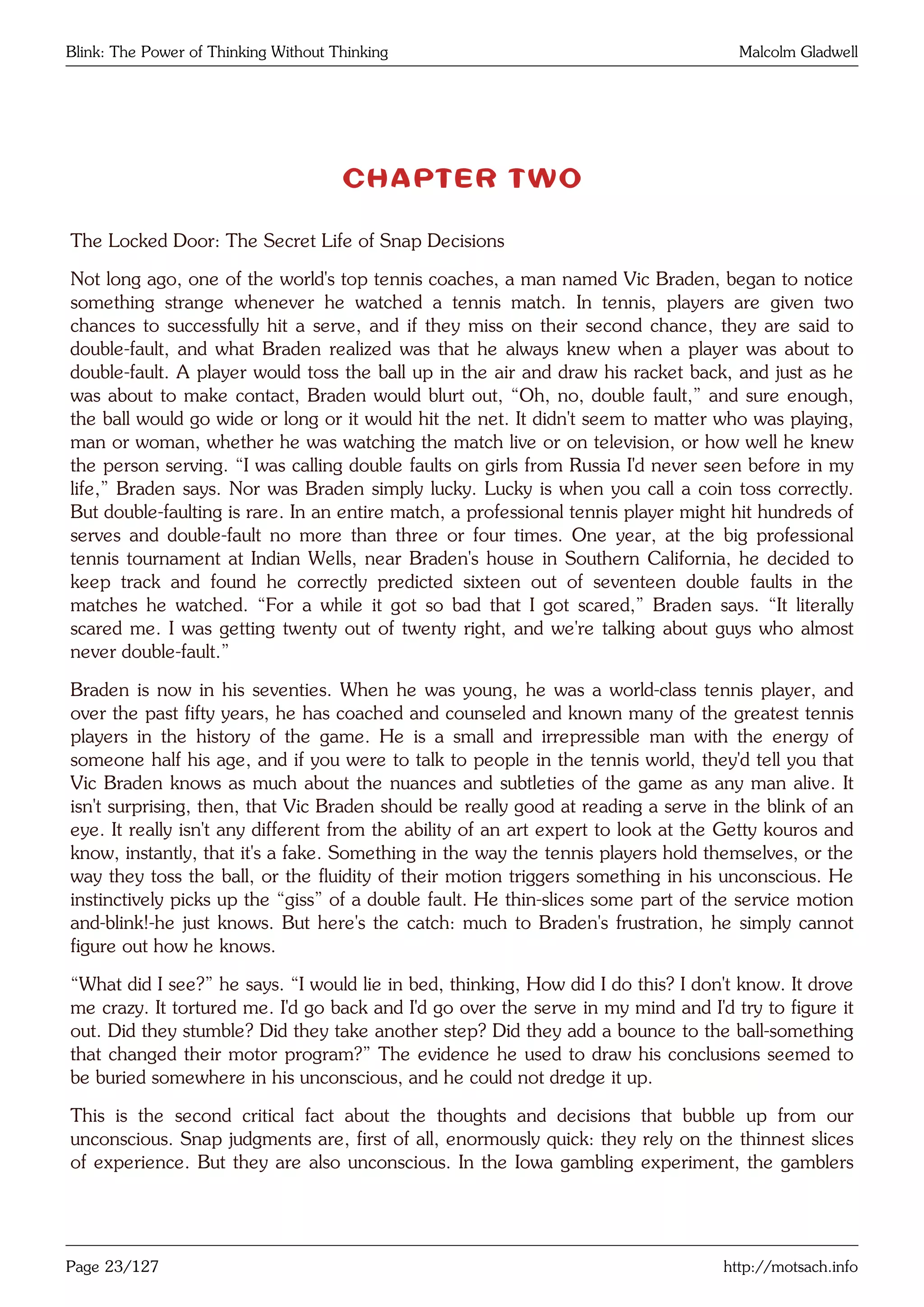 Blink Malcolm gladwell book | PDF