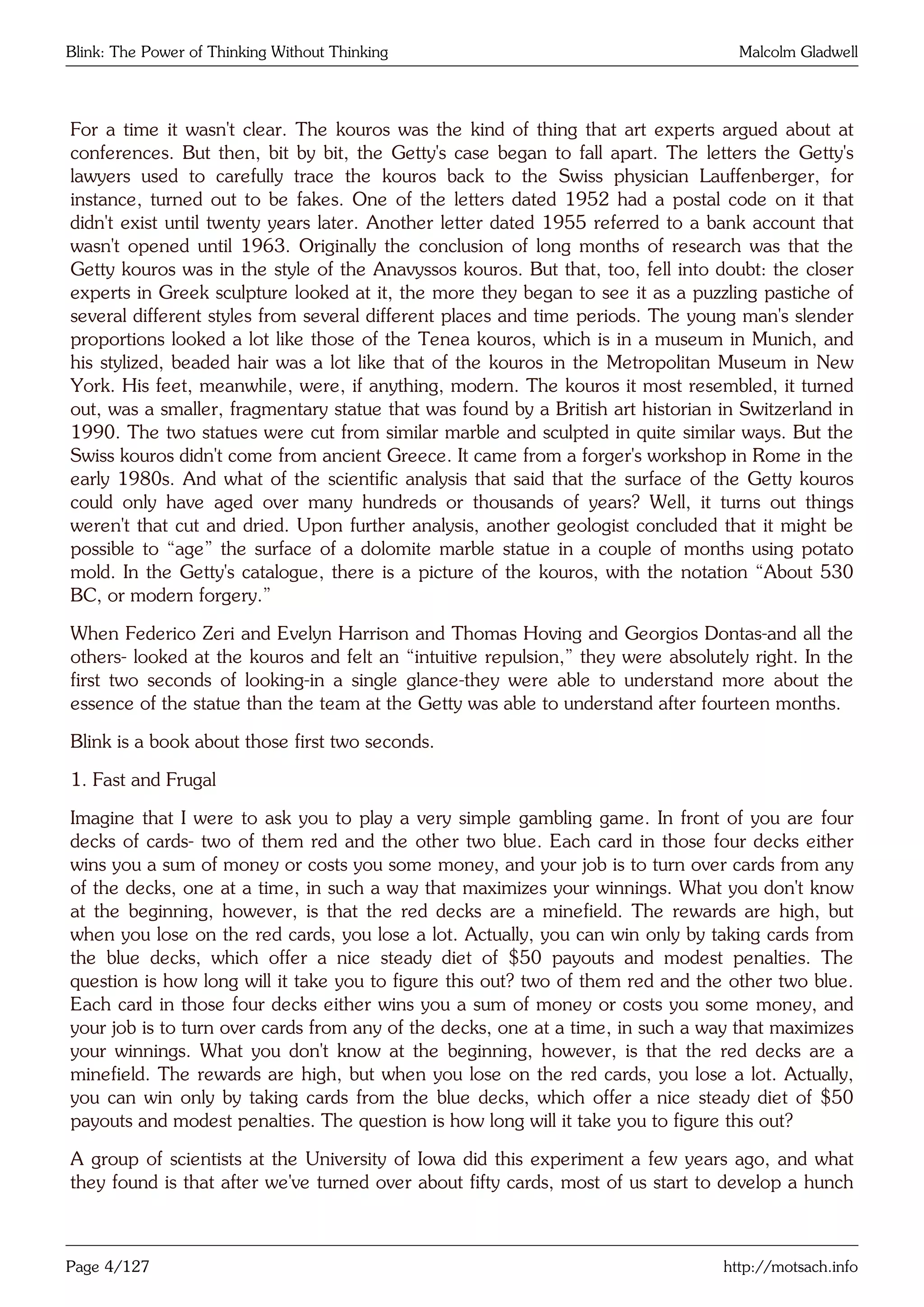 Blink Malcolm gladwell book | PDF