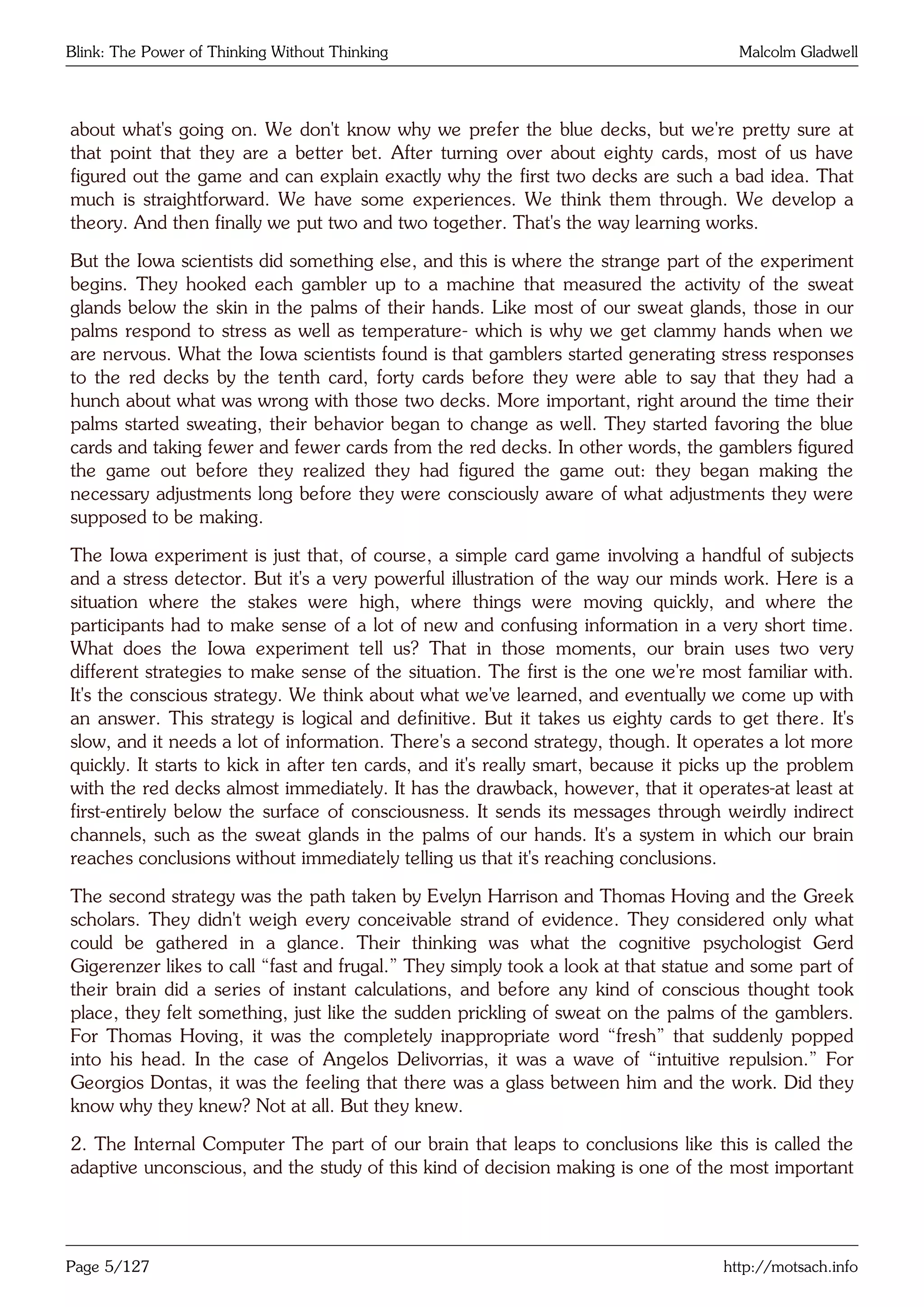 Blink Malcolm gladwell book | PDF