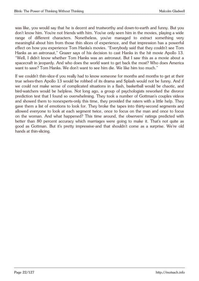 Blink Malcolm gladwell book | PDF