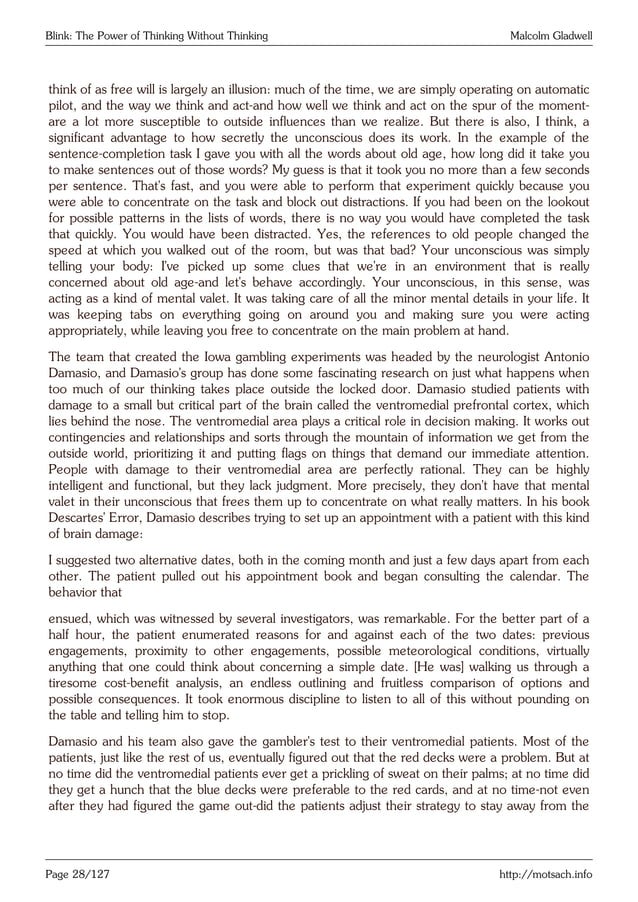 Blink Malcolm gladwell book | PDF