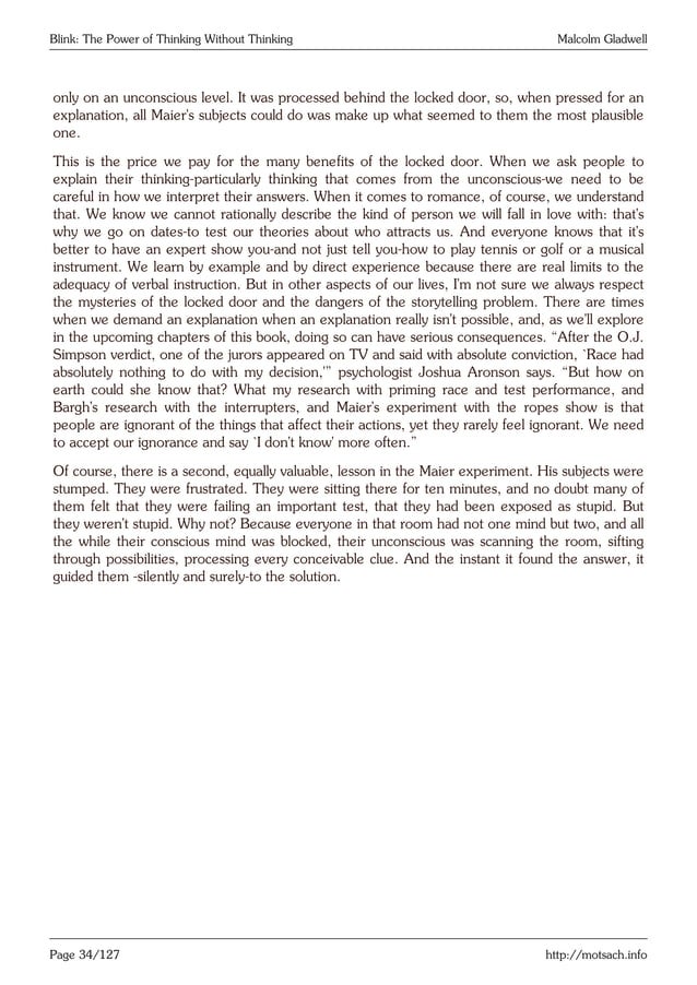Blink Malcolm gladwell book | PDF