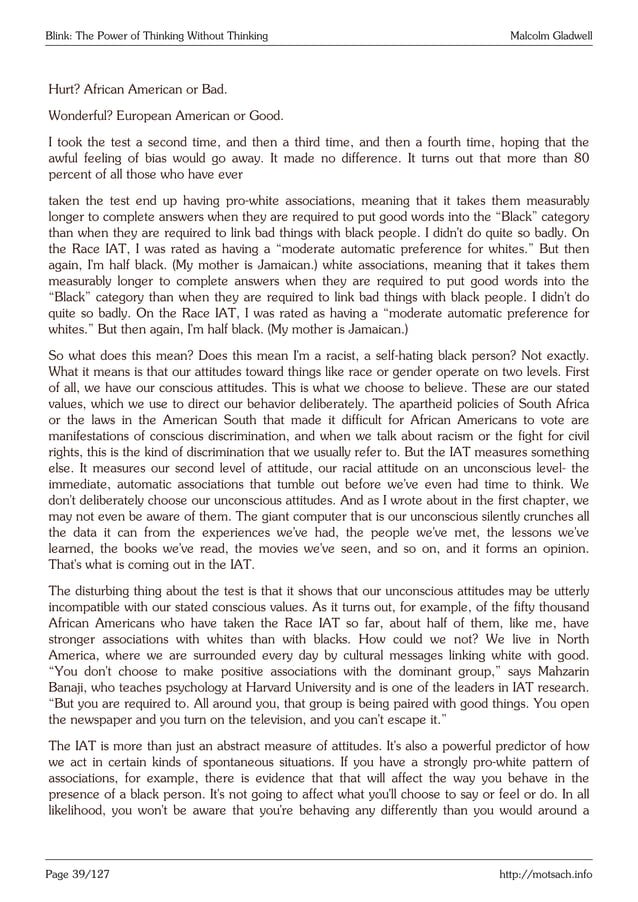 Blink Malcolm gladwell book | PDF