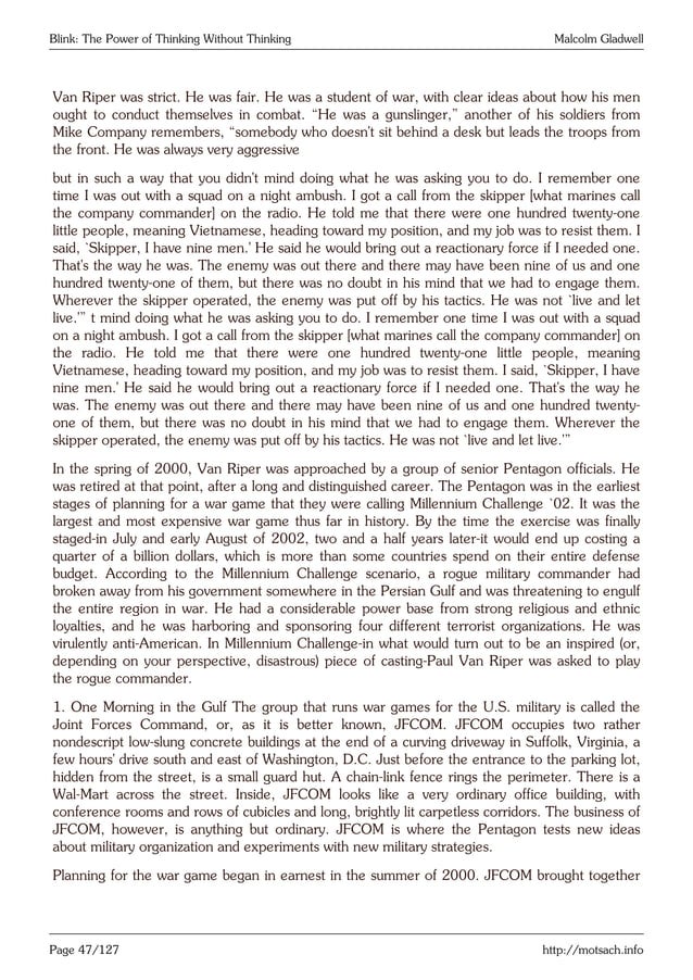 Blink Malcolm gladwell book | PDF