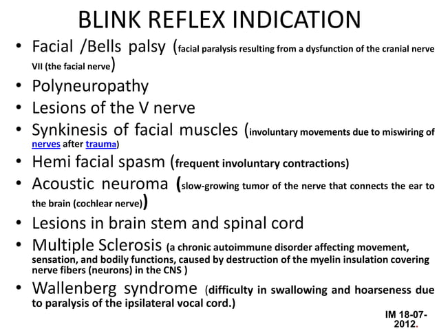 Blink reflex | PPTX | Brain and Nervous System Disorders | Diseases and ...