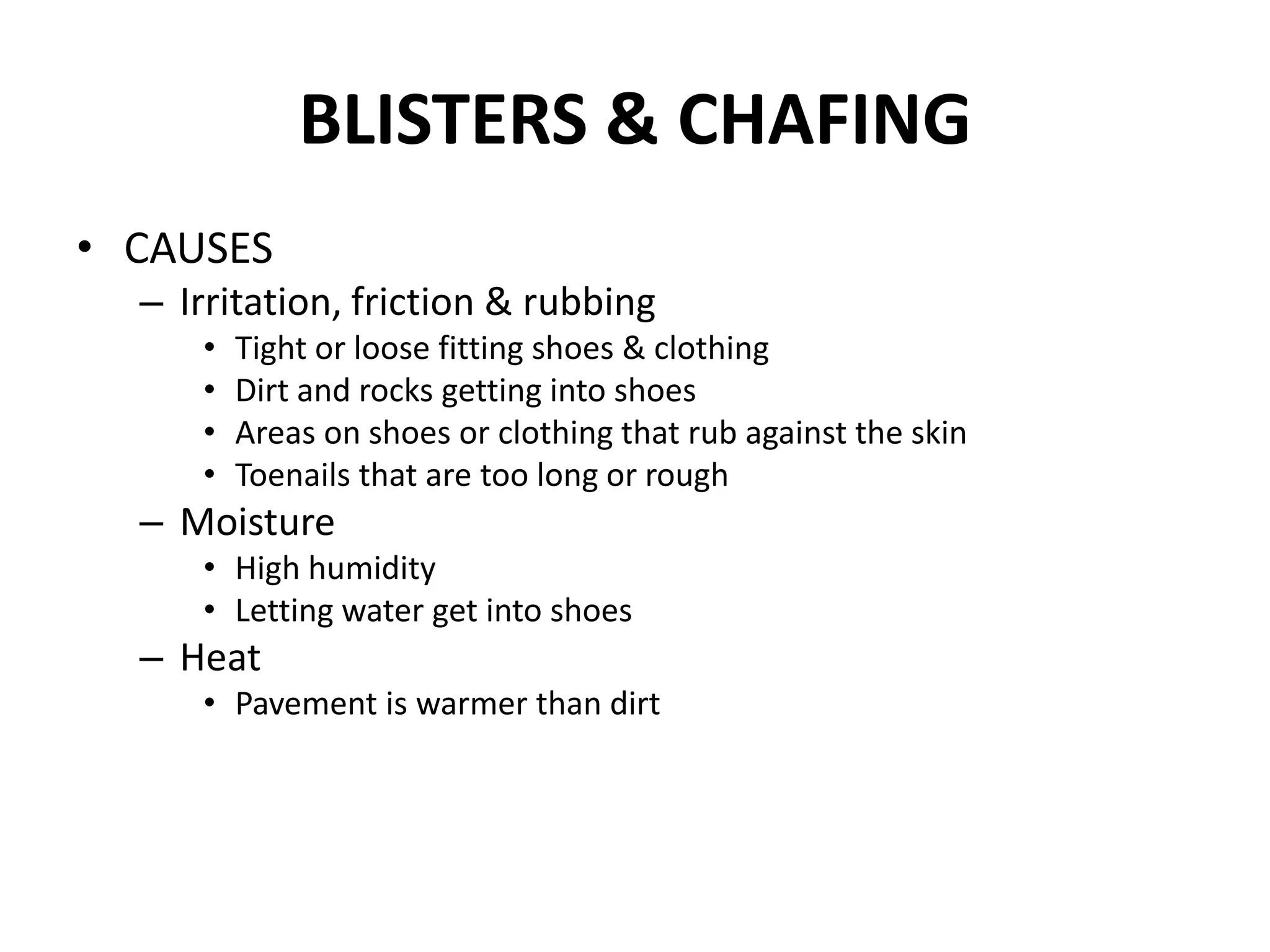 Blisters & Chafing | PPT