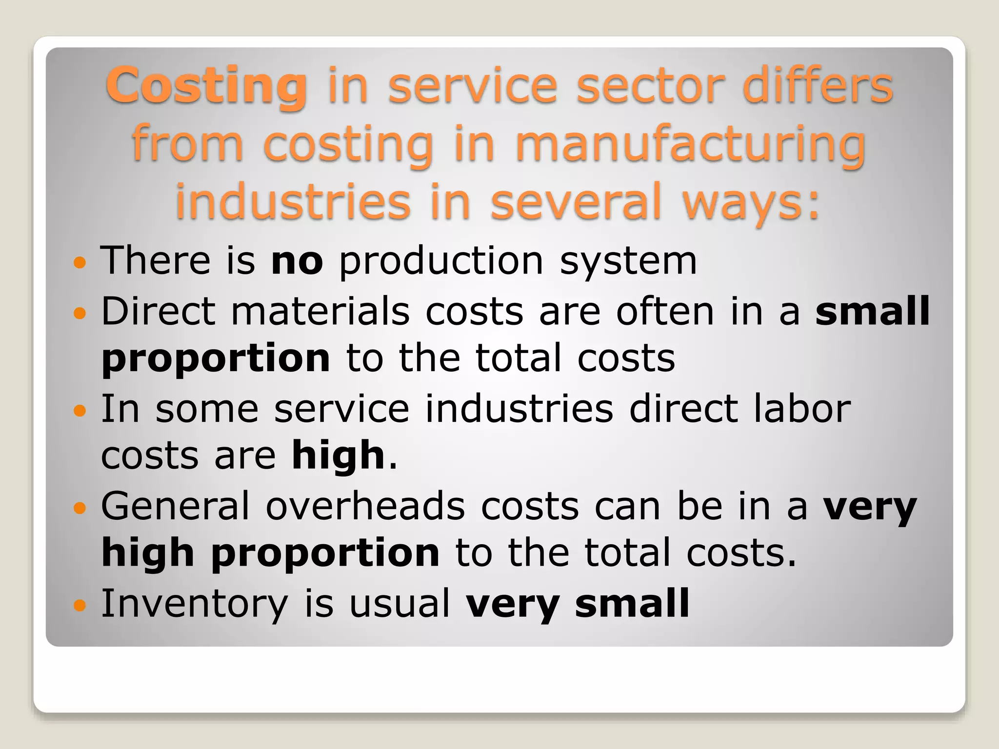 FEATURES OF THE COSTING METHODS IN SERVICE SECTOR | PPTX