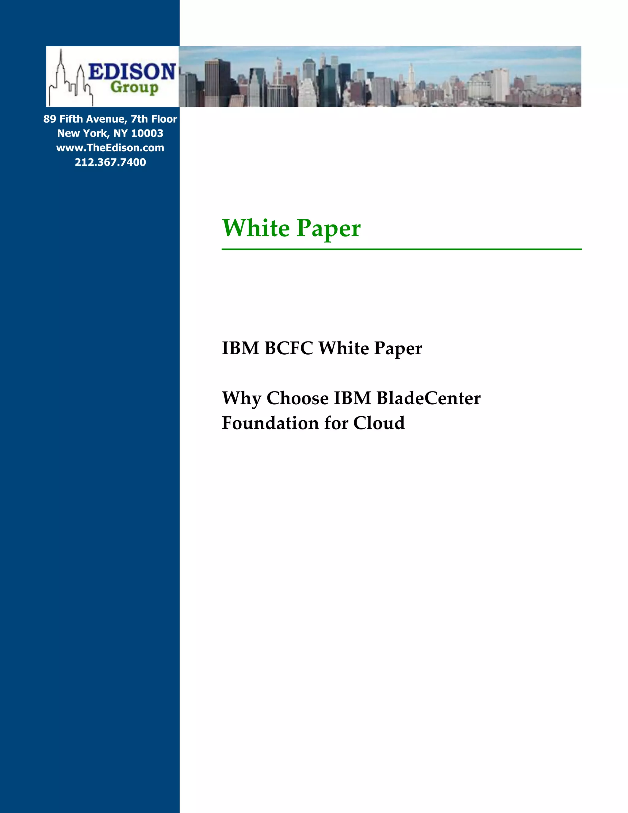 IBM BCFC White Paper - Why Choose IBM BladeCenter Foundation for Cloud ...