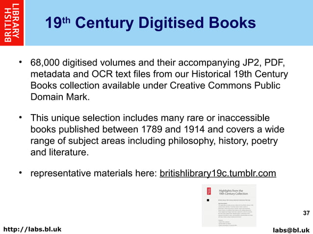 British Library Labs Presentation Given to British Library Staff | PPT