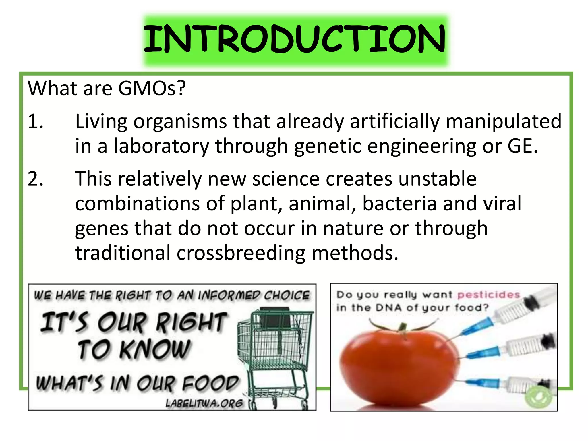 Disadvantages of Genetic Modification Organisms (GMOs) | PPTX