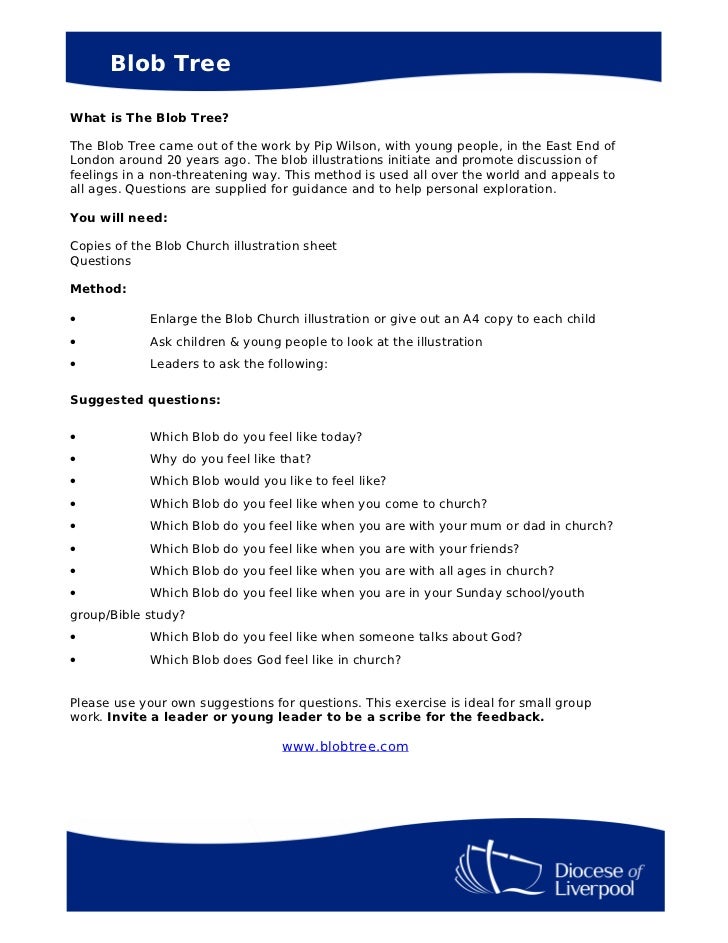 Blob church question sheet