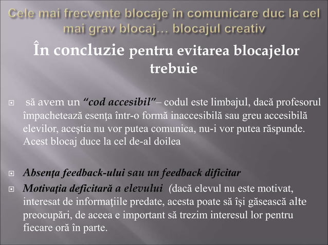 Blocajul creativ al elevului pahom grigore claudia | PPT | Free Download
