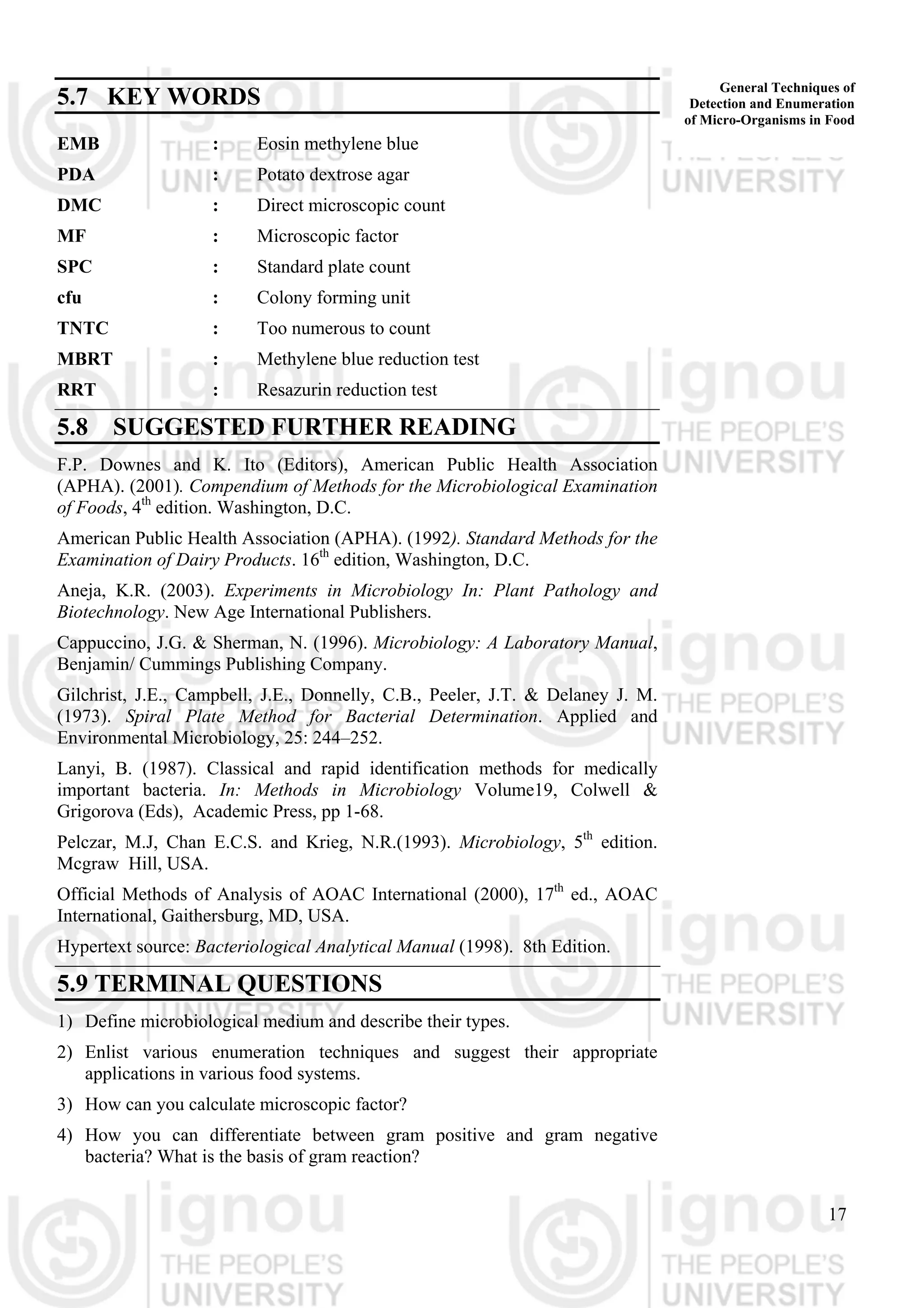 GENERAL TECHNIQUES OF DETECTION AND ENUMERATION OF MICRO-ORGANISMS IN ...