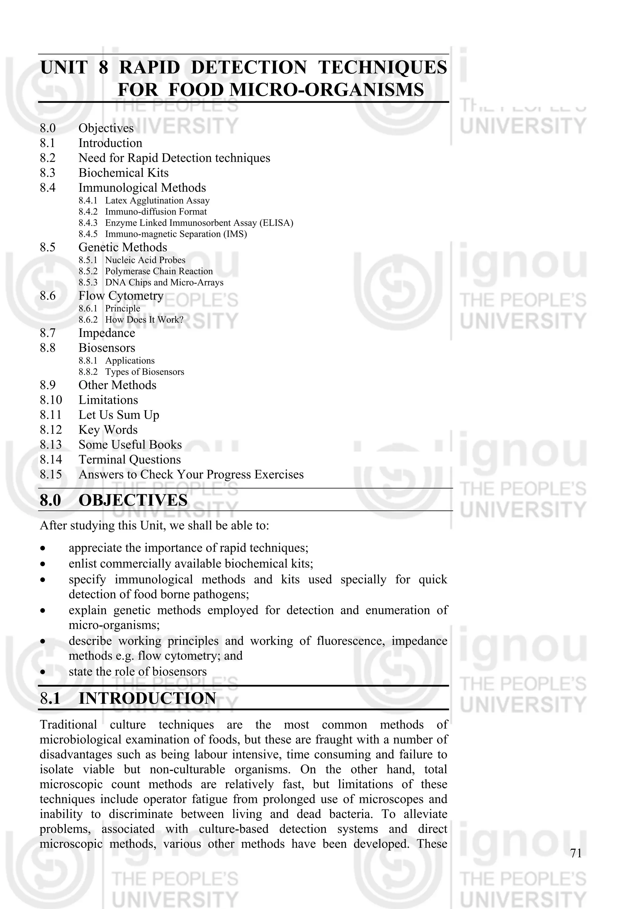 GENERAL TECHNIQUES OF DETECTION AND ENUMERATION OF MICRO-ORGANISMS IN ...