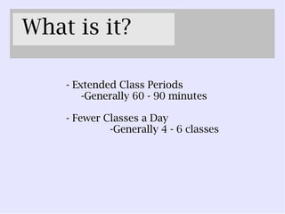 Block Scheduling | ODP