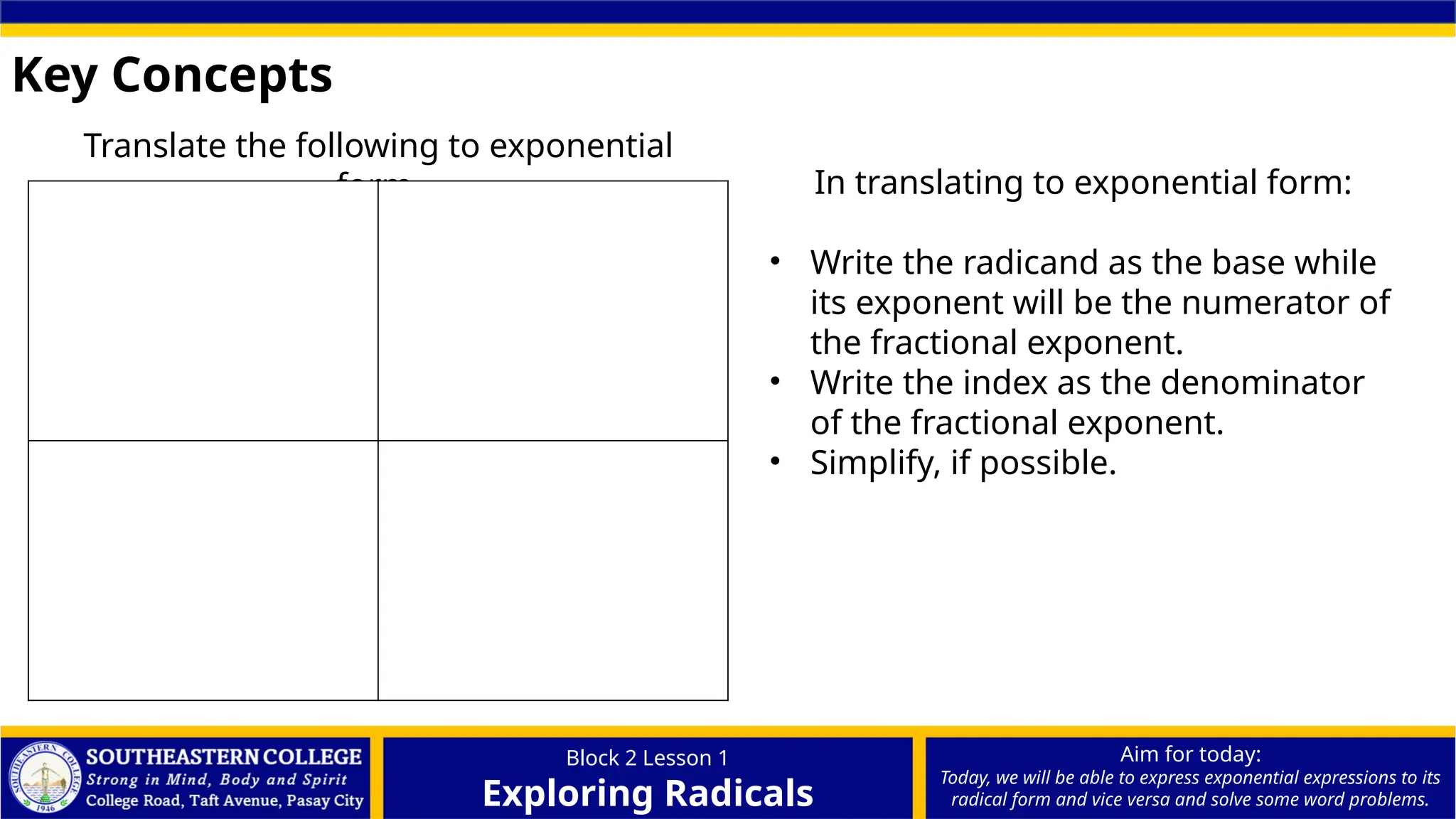 Block 2 Lesson 1. Exploring Radicals.pptx