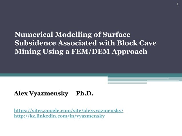 Surface Subsidence Associated With Block Caving Ppt