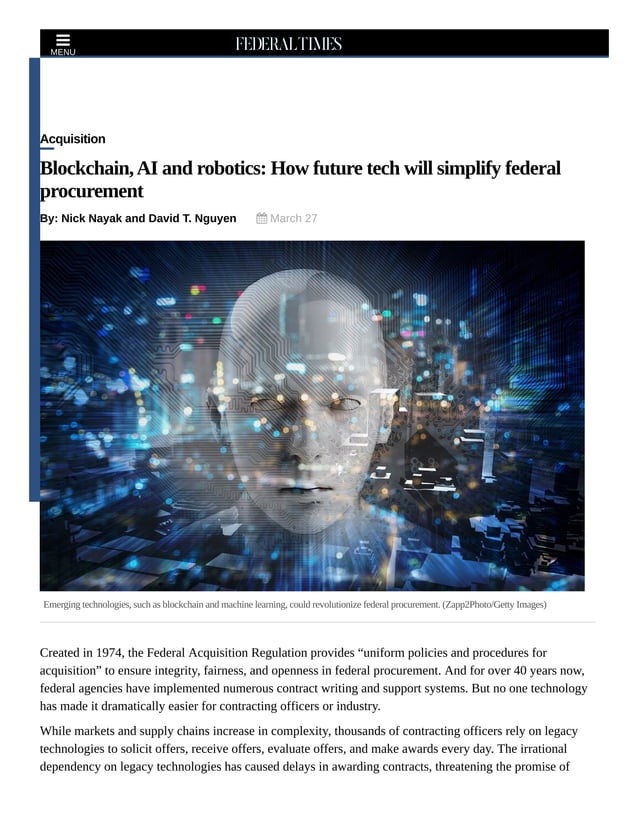 Blockchain Artificial Intelligence and Robotics - How Technology Will Simplify Procurement | PDF