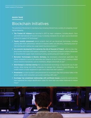 Blockchain in Manufacturing: Enhancing Trust, Cutting Costs and Lubricating Processes across the ...