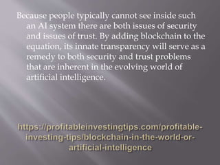 Blockchain in the World of Artificial Intelligence | PPTX