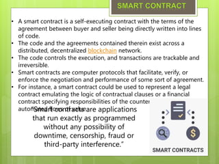 Block chain - Smart contacts.pptx | Internet | Computing