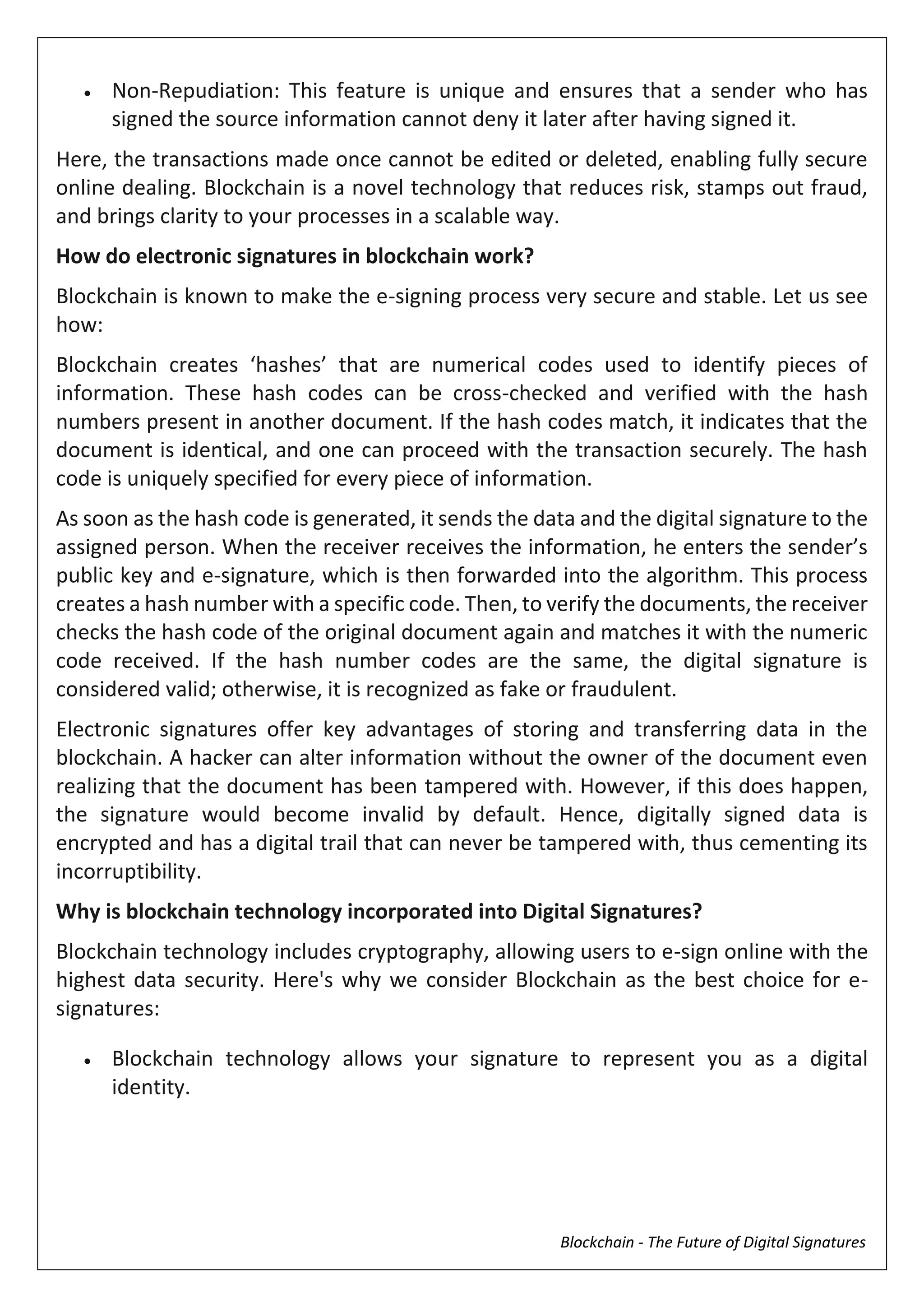 Blockchain - The Future of Digital Signatures - DrySign by Exela | PDF