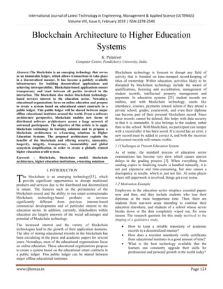 Blockchain Architecture to Higher Education Systems. Palanivel Kuppusamy | PDF | Computing ...