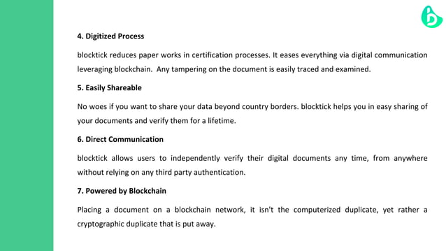 Blocktick - Blockchain Based Document Verification System | PPT