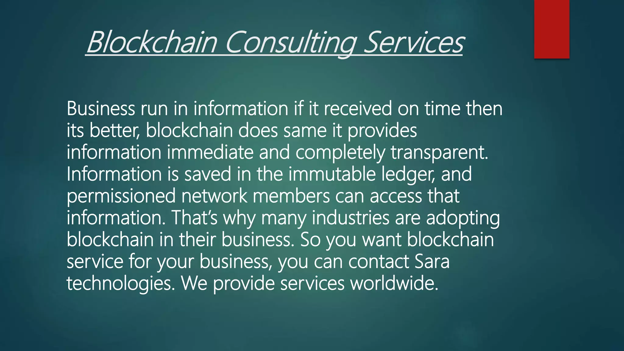 Blockchain Consulting Services | PPT