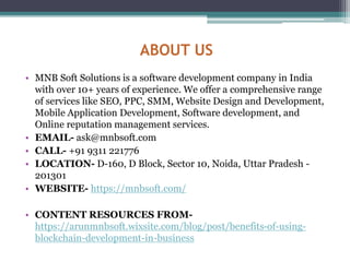 Blockchain Development Services |MNB SOFT SOLUTION | PPT