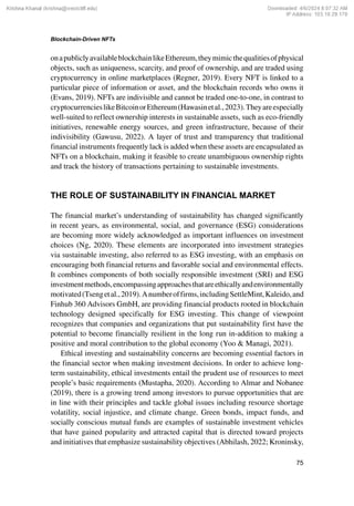 Blockchain-Driven NFTs: A Game-Changer for Sustainable Investments | PDF