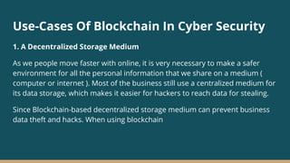 Blockchain in cyber security | PPTX
