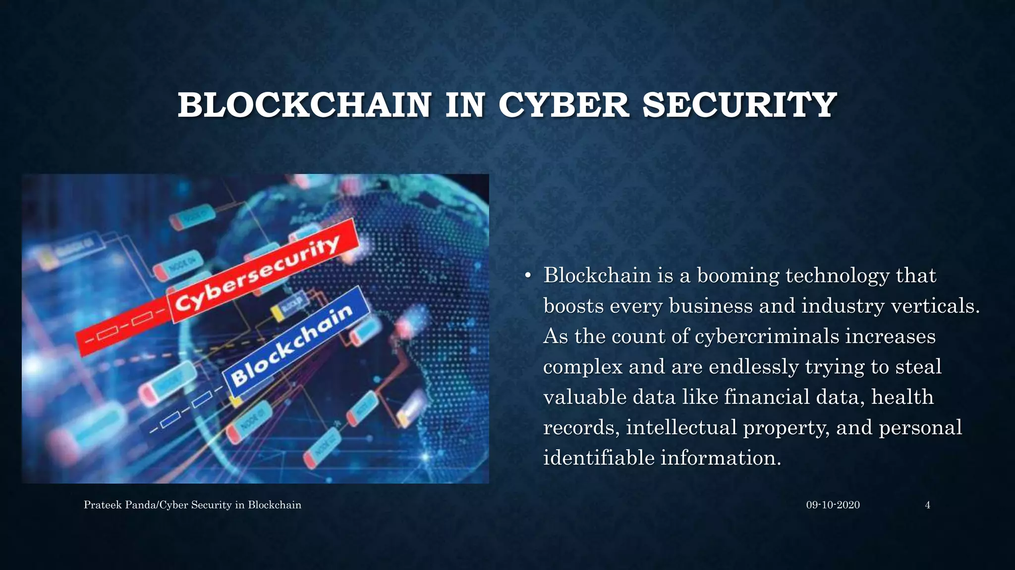 Blockchain in cyber security | PPTX