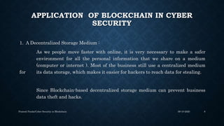 Blockchain in cyber security | PPTX