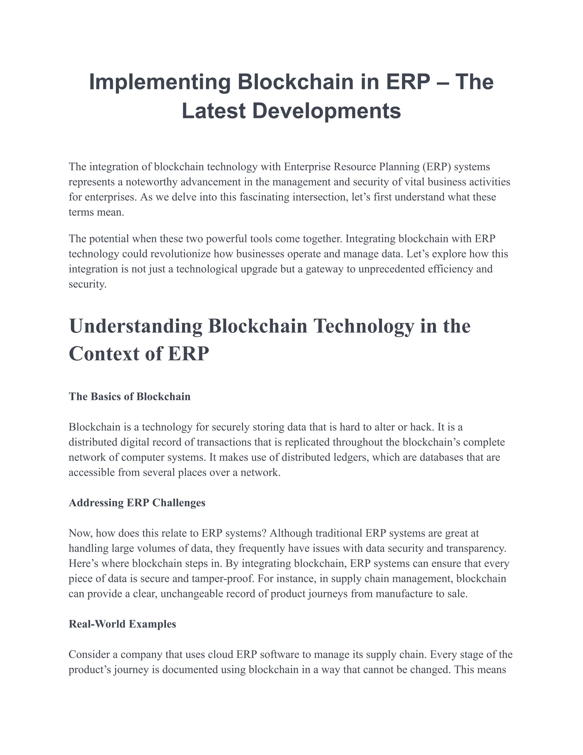 Blockchain in ERP | PDF | Technology Industry | Industries