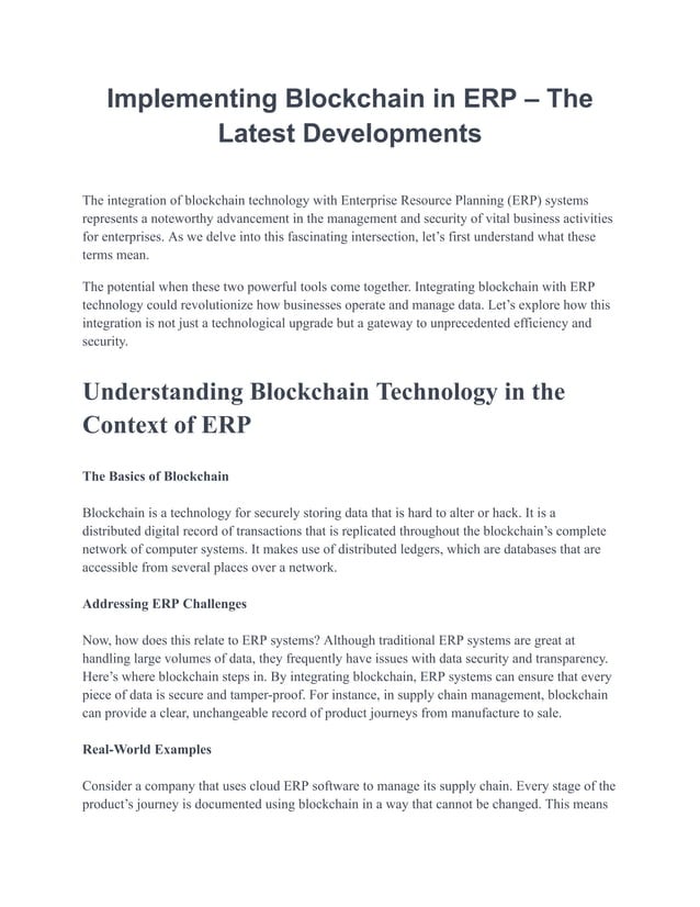 Blockchain in ERP | PDF | Technology Industry | Industries