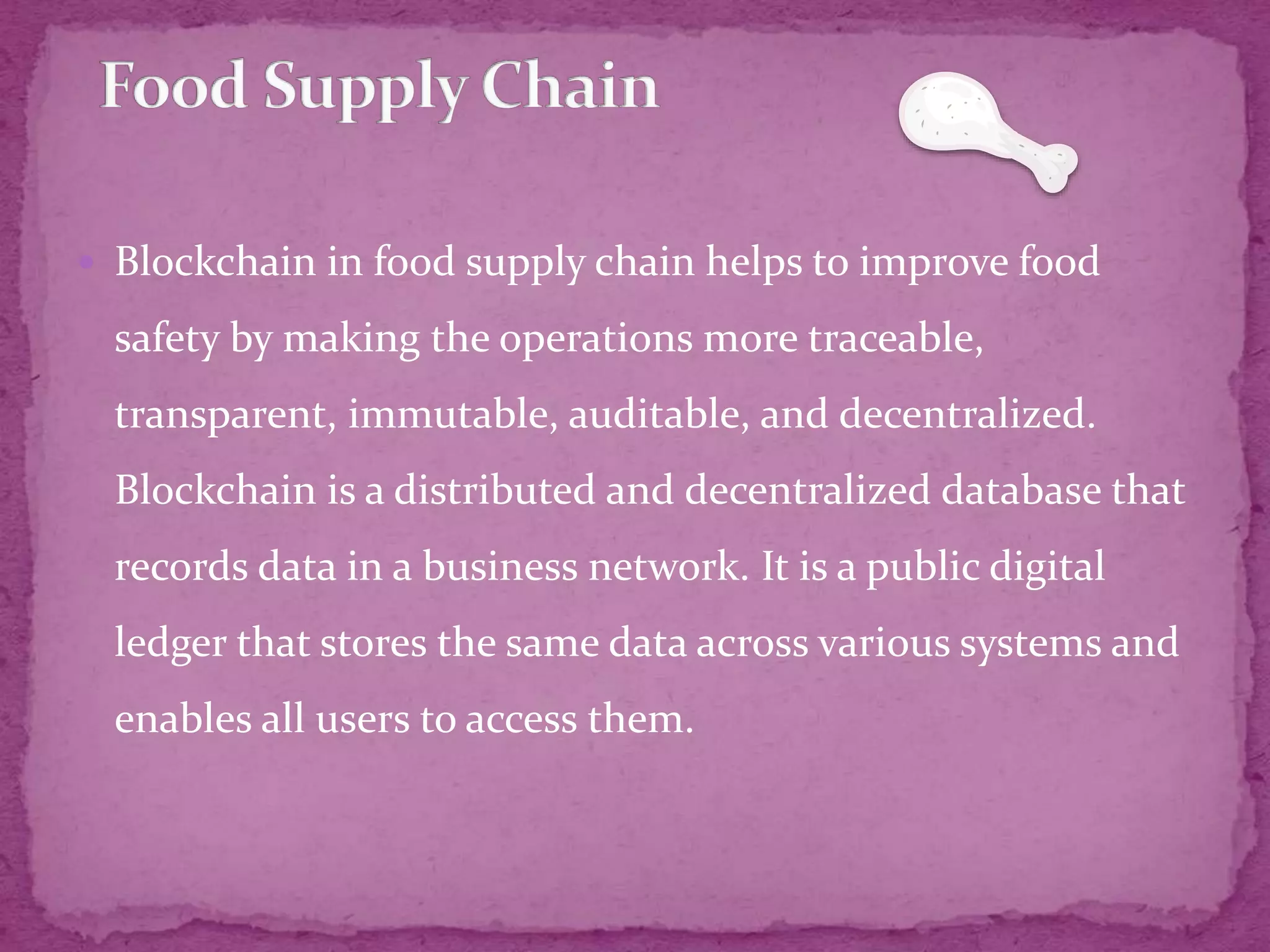Blockchain in Food Supply chain | PPT