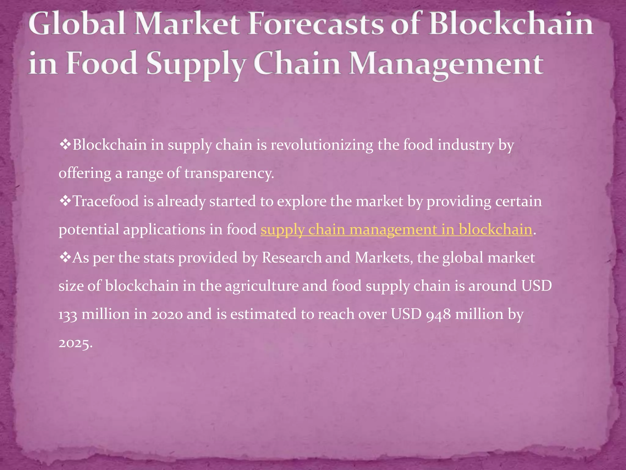 Blockchain in Food Supply chain | PPT