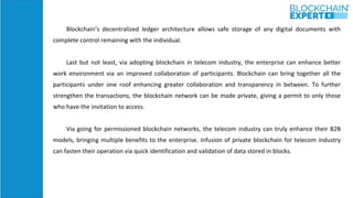 Blockchain in telecom industry | PPTX