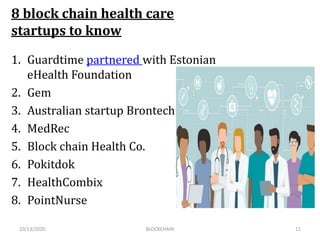 Blockchain in the health industry | PPTX