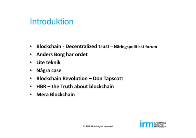 Blockchain introduktion | PPT