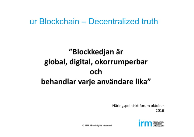 Blockchain introduktion | PPT