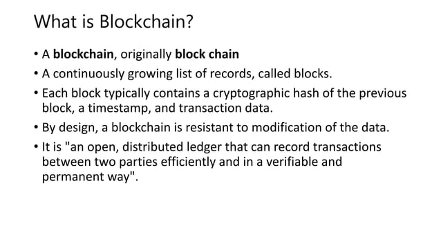 Introduction to Blockchain Technology | PPT