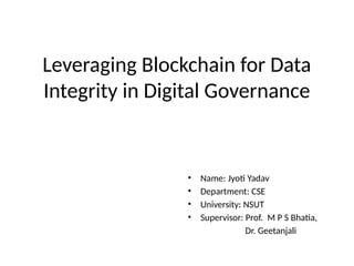 Blockchain Technology in digital governance | PPTX