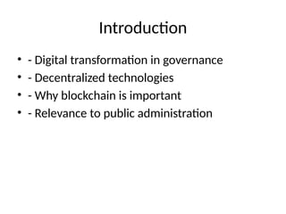 Blockchain Technology in digital governance | PPTX